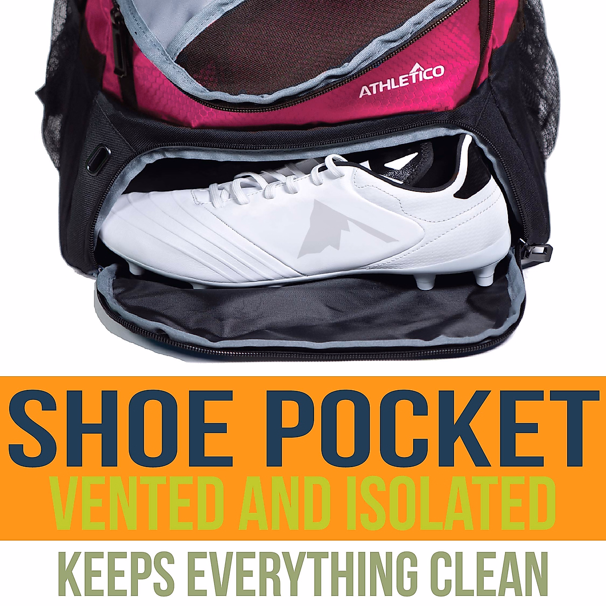 Athletico Youth Soccer Bag - Soccer Backpack & Bags for Basketball, Volleyball & Football | Includes Separate Cleat and Ball Compartment (Black)