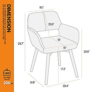 ceedment Small Modern Living Dining Room Accent Arm Chairs Club Guest with Solid Wood Legs(2, Yellow)