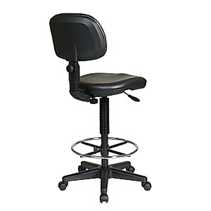 Office Star DC Series Adjustable Drafting Chair with Foot Ring and Sculptured Foam Seat, Black Vinyl