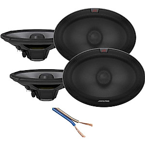 Alpine R-S69.2 Car Audio Type R Series 6x9 600 Watt Speakers - 2 Pair with 20' Wire Package