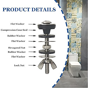 Universal Toilet Tank to Bowl Bolt Kit, Heavy Duty Toilet Tank Replacement Kit, Waterproof and Rustproof Stainless Steel Toilet Tank Bolts(2 PCS)