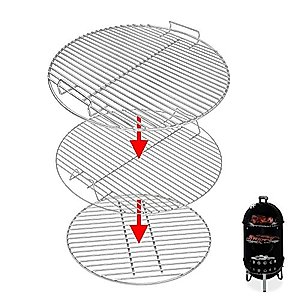 Uniflasy 7432 Upper Cooking Grate 85042 Lower Grate 63013 Charcoal Grates for Weber Charcoal Grill 18/18.5 Inch Smokey Mountain Cooker, 2 Cooking Grate and 1 Charcoal Grate 3 Pack