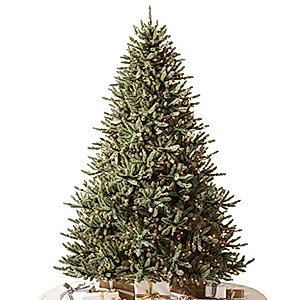 Balsam Hill 7ft Premium Pre-lit Artificial Christmas Tree 'Traditional' Classic Blue Spruce with Clear LED Lights, Storage Bag, and Includes Fluffing Gloves, and Extra Bulbs