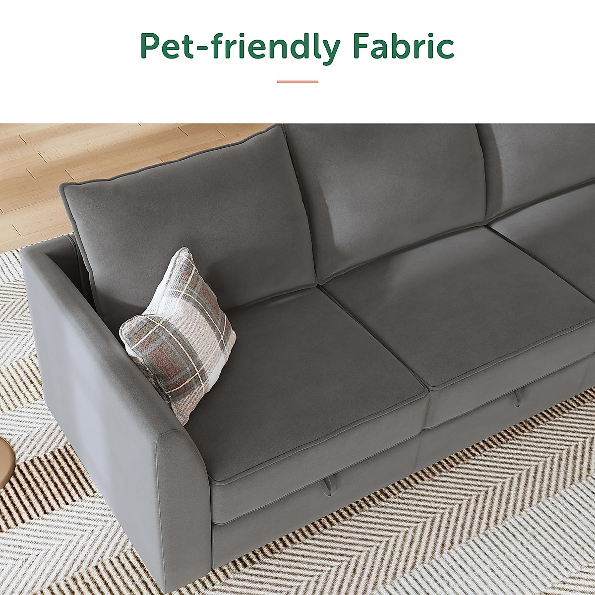 HONBAY Modular Sectional Sofa Set Oversized U Shaped Couch with Storage Ottoman Convertible Sleeper Sectional Sofa Velvet Modular Couch with Wide Chaise, Grey