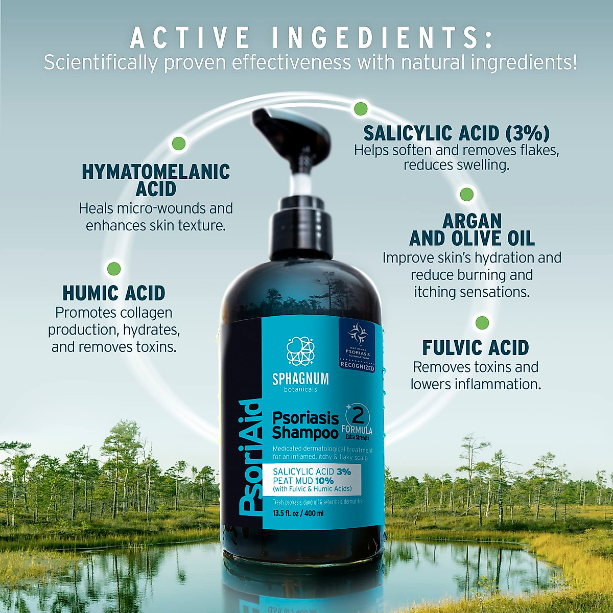 Severe Flaky Psoriasis Natural Serum and Shampoo 13.5 fl oz with Salicylic Acid Set