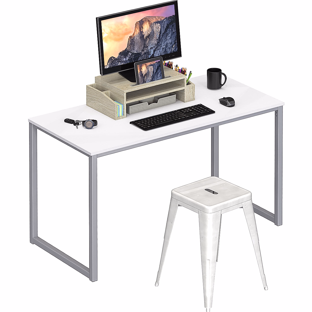 SHW Mission 40-Inch Home Office Computer Desk, White