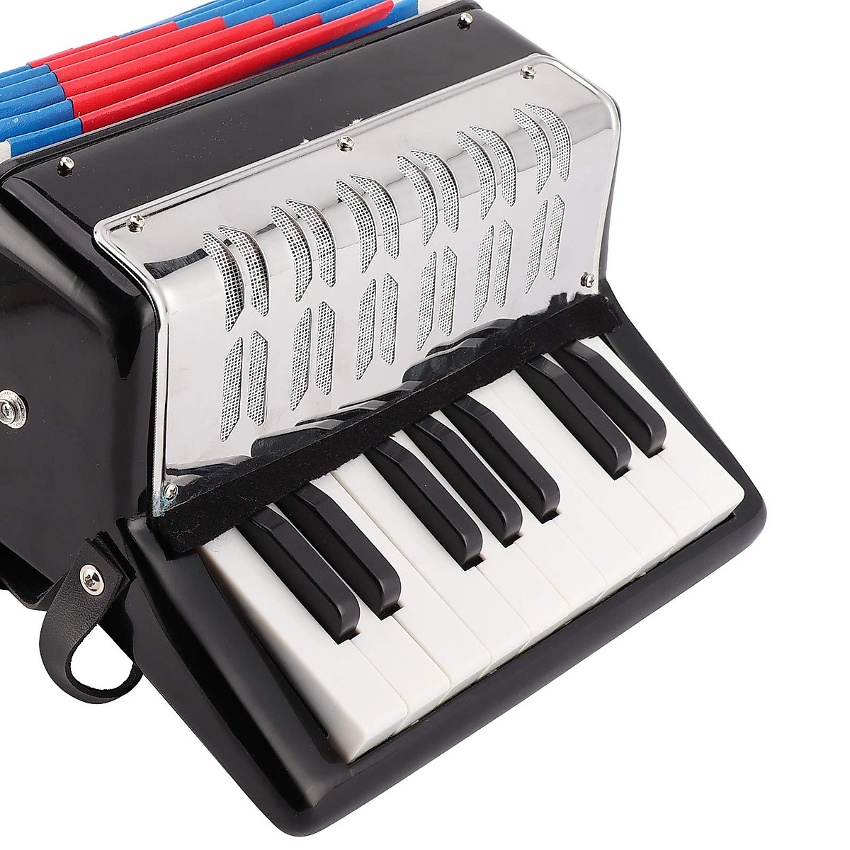 Accordion 17 Key Piano Accordion 8 Bass with Straps Beginner Educational Accordion Musical Instrument Hand Keyboard Rhythm Training Spring Instrument for Beginner
