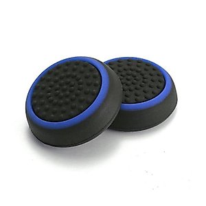 Silicone Thumb Stick Grip Cap Joystick Thumbsticks Caps Cover for PS4 Xbox One PS3 Xbox 360 PS2 Game Controllers (Black w/Blue)