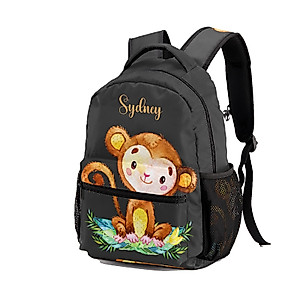 Deven Cute Leaf Monkey Black Personalized Kids Backpack for Boy/Girl Teen Primary School Daypack Travel Bag Bookbag