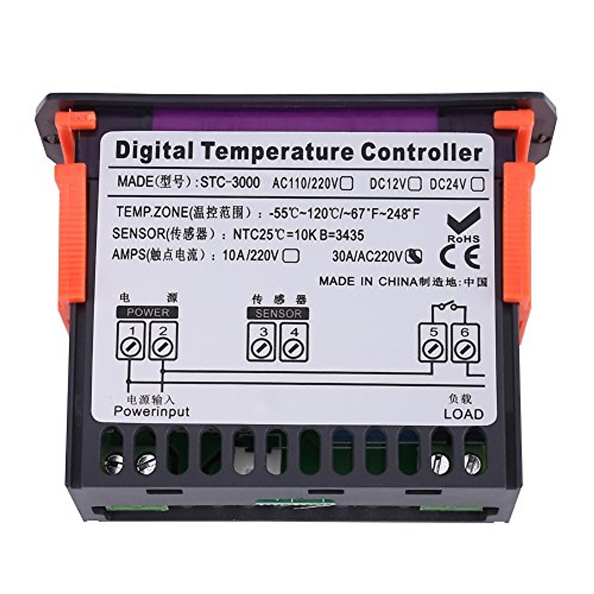 Walfront STC-3000 110V-220V Digital Temperature Controller Thermostat with Sensor(110-220V30A)