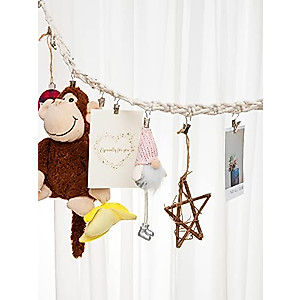 2 Pcs Cotton Boho Macrame Stuffed Animal Hanging Chain- Strong Toy Organizer Storage Chain 78" Handmade Plush Toys Hanging Chain with 40 Clips & 4 Hook Wall Toy Storage Chain Decor for Toys Hats