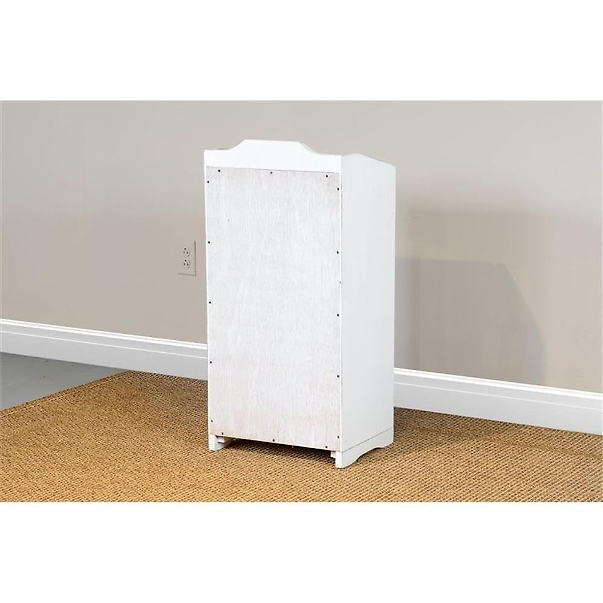 Pemberly Row 16" Farmhouse Wood Trash Box in White/Dark Brown