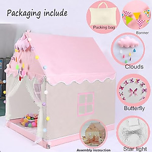 SOHAPY Play Tent Playhouse for Kids Princess Castle Tent Gift Toys for Girl Play House with Lights and Flags for Toddler Children Indoor & Outdoor(51"x 39"x 47") (Pink)