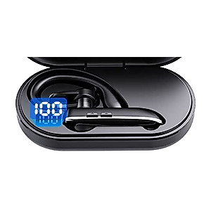 EUQQ Bluetooth Wireless Earpiece for Cellphone, Bluetooth 5.1 Headset Wireless Headphone with Charging Case,Microphone for Office Driving, Hands-Free Earphones Compatible with Android/iOS