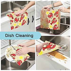 senya 6 Pack Dish Cloths Dish Towels Lemon Crawfish Reusable Kitchen Hand Towels