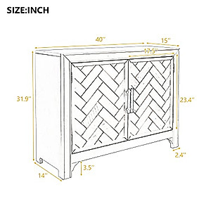 XD Designs Wood Console Table Sofa Table with 2 Adjustable Shelf,Modern Sideboard Buffet Storage Cabinet,Accent Storage Cabinet for Entryway/Kitchen Dining Room/Living Room (Antique White)