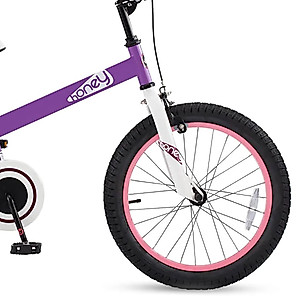 RoyalBaby Boys Girls Kids Bike 18 Inch Honey Bicycles with Kickstand Child Bicycle Purple