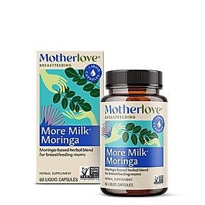 Motherlove More Milk Moringa (60 Liquid caps) Moringa-Based Lactation Supplement to Support Breast Milk Supply—Non-GMO, Organic Herbs, Vegan, Kosher
