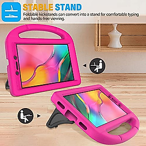 SUPLIK Kids Case for Samsung Galaxy Tab A 8.0 inch 2019 ONLY(SM-T290/T295), Galaxy Tab A 8.0 2019 Case with Screen Protector, Durable Shockproof Handle Stand Protective Cover, Pink
