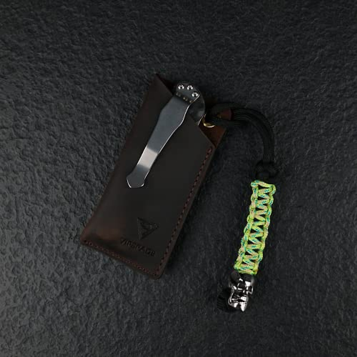 VIPERAED PJ11 Leather EDC Pocket Slip for Folding Knife, Mini Knife/Flashlight/Multitool and Other EDC Gear Leather Holster, Small Leather Utility Knife Sheath for Belt(Brown)