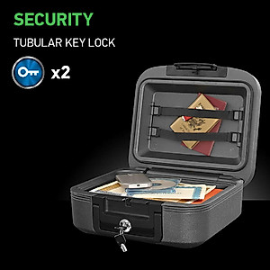 SentrySafe Fireproof and Waterproof Safe Box with Key Lock, Fire and Water Chest Safe for Valuables, 0.28 Cubic Feet, 6.6 x 15.4 x 14.3 Inches, CHW20221