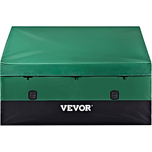 VEVOR Outdoor Storage Box, 150 Gallon Waterproof PE Tarpaulin Deck Box w/Galvanized Frame, All-Weather Protection & Portable, for Camping, Garden, Poolside, and Yard, Black & Green