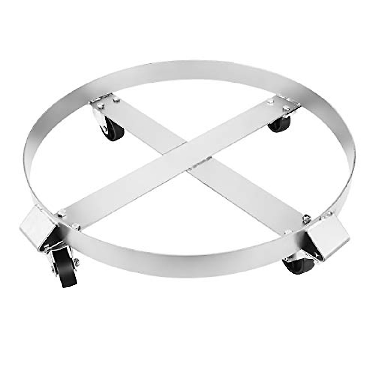 PENTAGON Tools 55-Gallon Drum and Garbage Can Dolly – Heavy-Duty Metal Dolly with Cross Braces and Caster Wheels – 1,000-Pound Capacity (Silver)