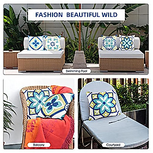 ZXXSFM 4 Pack Outdoor Throw Pillows For Patio Furniture,Outdoor Lumbar Pillow Covers Set,Outdoor Fall Throw Pillow Covers 18X18 Waterproof Patio Pillow Outdoor Waterproof For Balcony,Garden,Couch,Sofa