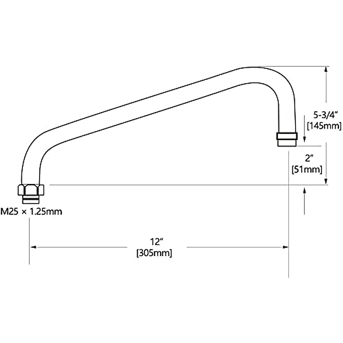 COOLWEST 12 Inch Swing Swivel Spout Replacement Kit for Commercial Kitchen Sink Faucet, 2.2 GPM Gooseneck Spout Nozzle Replacement Part, Chrome Finish