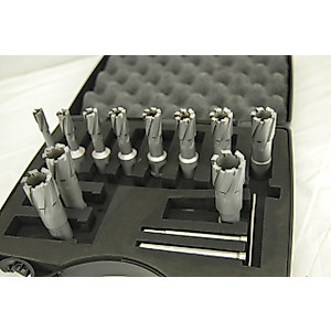 BLUEROCK 13 Piece 1-3/8" Depth Tungsten Carbide Tip (TCT) Annular Cutter Set of 11 for Magnetic Drill