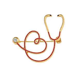 Liebe Herz Stethoskop Mini Brosche Nurses Stethoscopes Heartbeat Pin Initial (J, One Size)