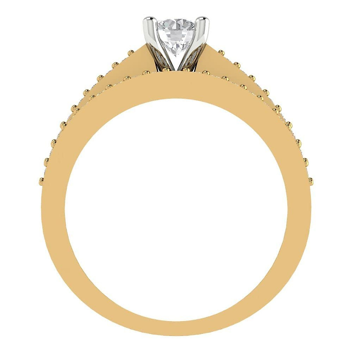 Clara Pucci 1.20ct Round Cut Solitaire Stunning Moissanite Engagement Promise Anniversary Bridal Ring Band set 14k Multi Gold 4.25