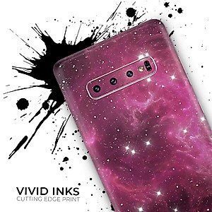 DesignSkinz Glowing Pink Nebula Protective Vinyl Decal Wrap Skin Cover Compatible with The Samsung Galaxy S20 (Screen Trim & Back Glass Skin)