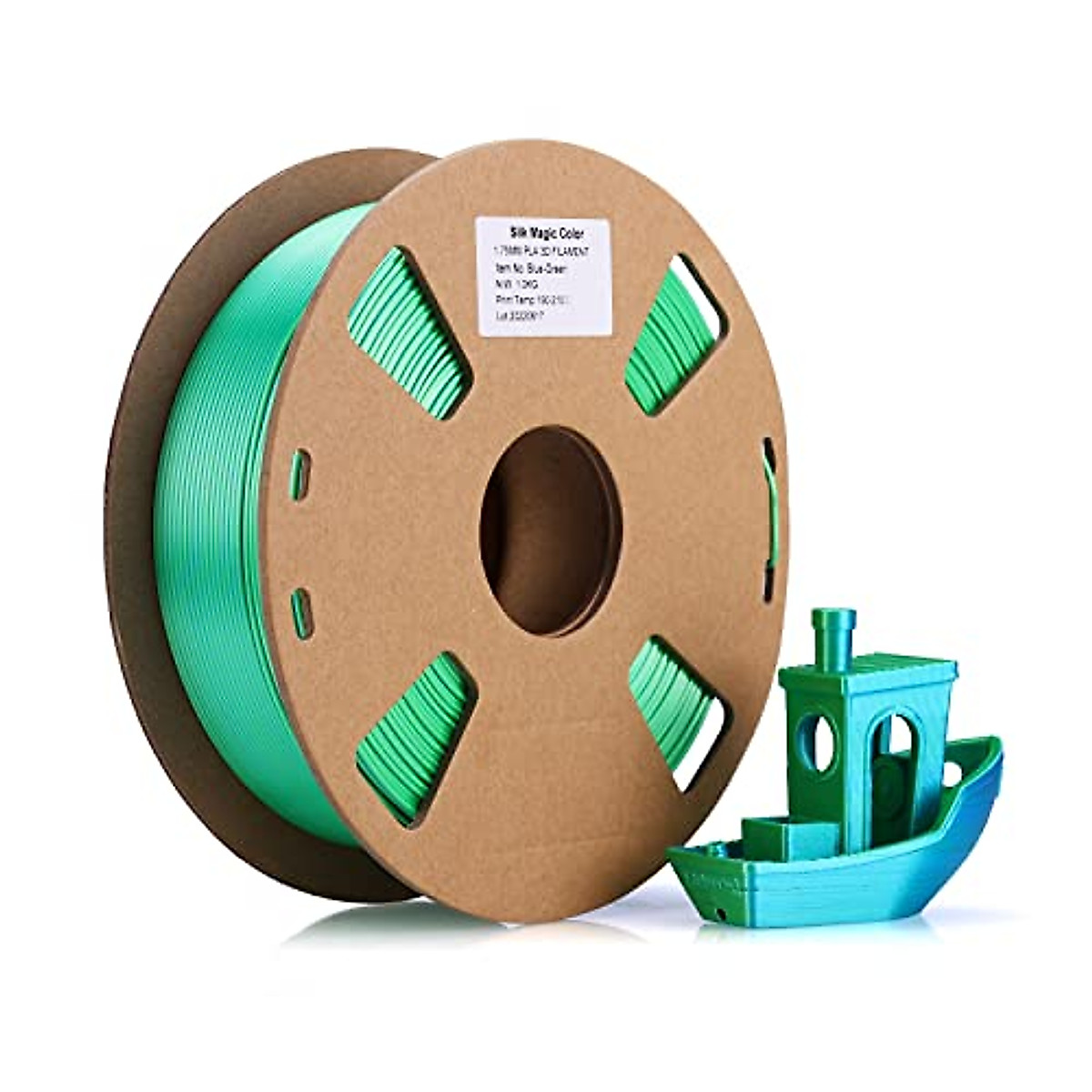 Tumbler PLA 3D Printer Filament, 1.75mm Dimensional Accuracy +/- 0.03mm 2.2lbs, Silk Magic Color Blue Green