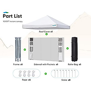 Quictent 10x10 Pop up Canopy with Sidewall, Easy up Canopy Tent Including 1 Sidewall with Pockets, for Camping and Outdoor Events-White