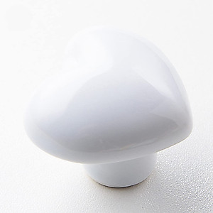 HUAMULAN 15PCS Glossy Ceramic Knobs Heart Shape Cabinet Dresser Pulls Door Handles Cupboard Wardrobe Drawer,White