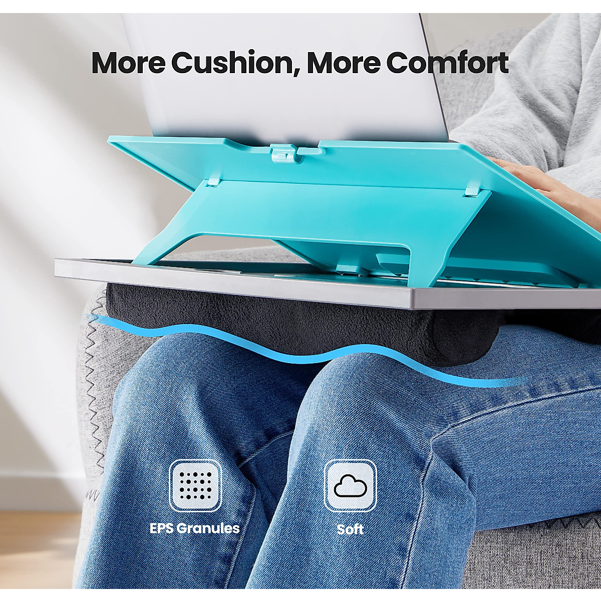 HUANUO Adjustable Lap Desk - with 8 Adjustable Angles & Dual Cushions Laptop Stand for Car Laptop Desk, Work Table, Lap Writing Board & Drawing Desk on Sofa or Bed, HNLD2TB