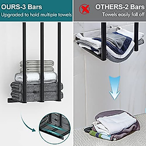 Towel Racks for Bathroom Wall Mounted, 3 Bar Towel Storage for Small Bathroom, 31.5in Bath Towel Holder for Rolled Towels, Metal Towel Organizer for Folded Large Towel Washcloths, Black
