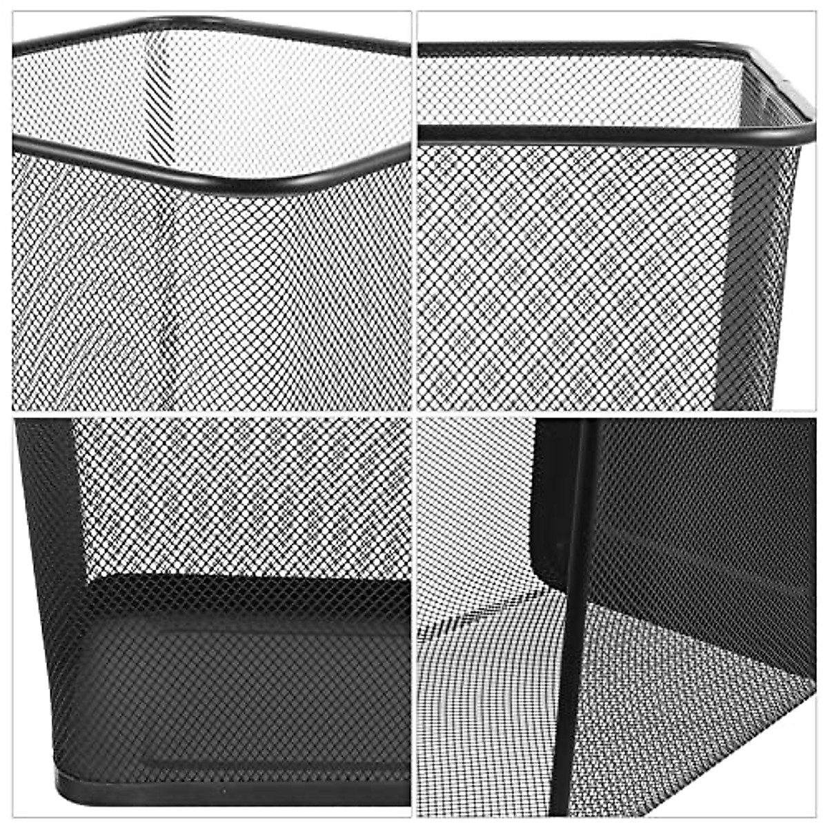 HANABASS Black Mesh Metal Trash Can Square Mesh Wire Wastebasket Vintage Garbage Bin Reusable Bedroom Rubbish Can for Kitchen Farmhouse Home Office