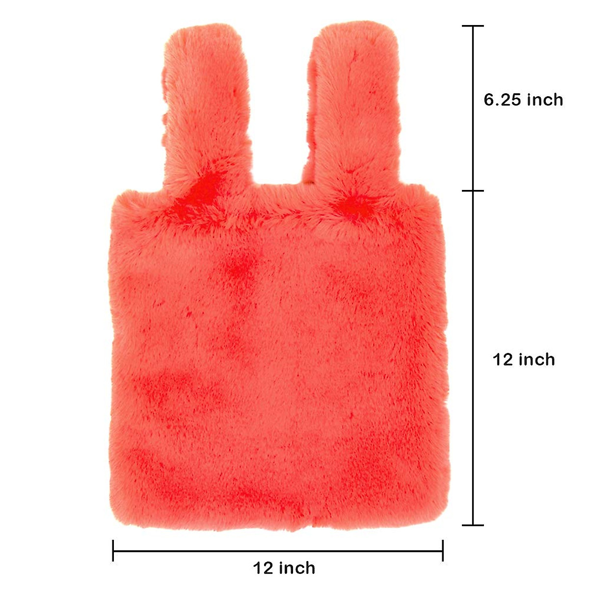 Me Plus Soft Faux Fur Pull Through Strap Slouchy Wrist Fashion Tote Bag (Coral)