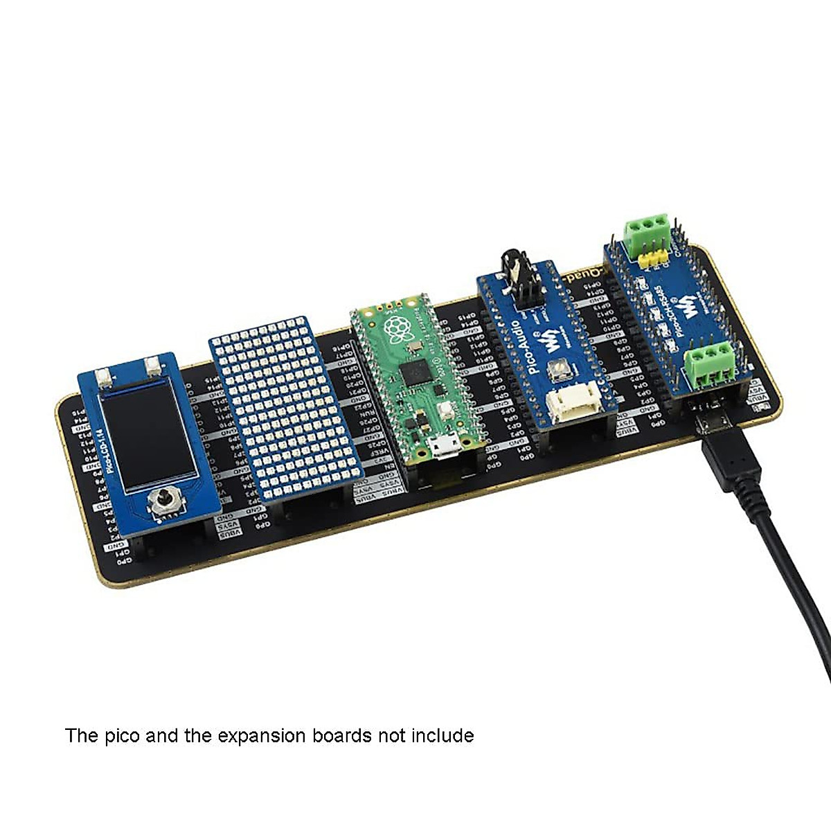 Coolwell Quad GPIO Expander for Raspberry Pi Pico Board with Four Sets of Male Headers for Directly Connecting Expansion Modules,USB Power Input Connector