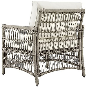Crosley Furniture Thatcher Wicker Outdoor Chair for Porch, Deck, Backyard, Driftwood with Creme Cushions