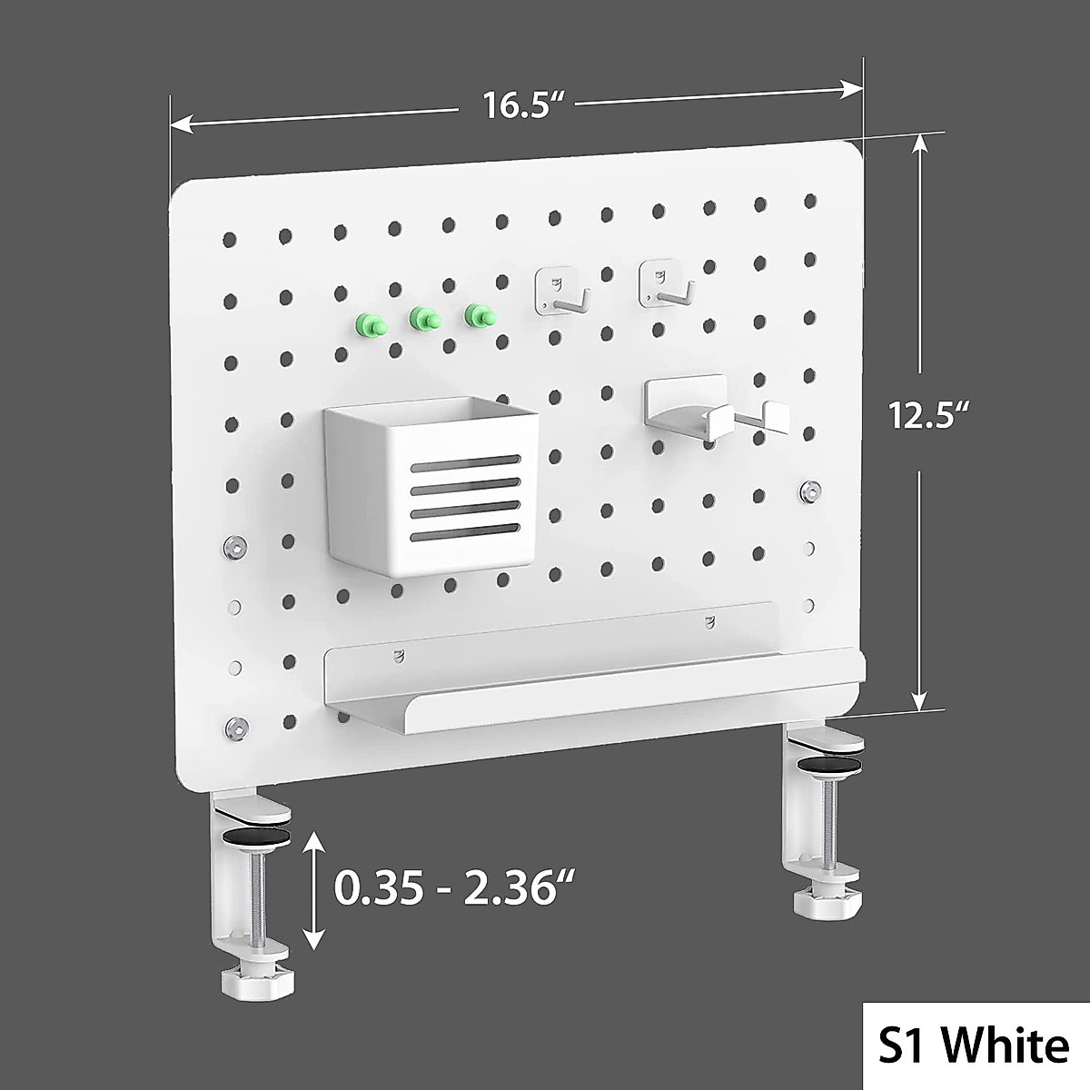 G-PACK PRO Clamp-on Desk Pegboard, Standing Desk Accessories for Office, Gaming Desk Organizer, Privacy Panel for Desk, Work Desk Organizer, 16.5 x 12.5-inch, S1 White