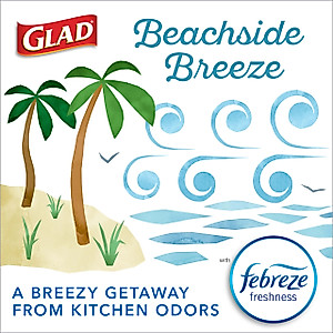 GLAD Small Drawstring Trash Bags, 4 Gallon Green Trash Bags for Small Kitchen or Office Trash Can, Beachside Breeze with Febreze Freshness to Eliminate Odors, 80 Count - Packaging May Vary