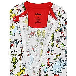 Dr. Seuss Grinch Cat in The Hat Infant Baby Footless Sleeper Pajamas (18 Months, White/Multi)
