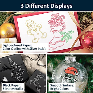 KERIFI Super Squiggles Double Outline Markers 12 Colors Supersquiggles Double Line Self Outline Metallic Markers, Shimmer Glitter Pens Set for Christmas Card, Easter Eggs, Scrapbook, DIY Art Crafts