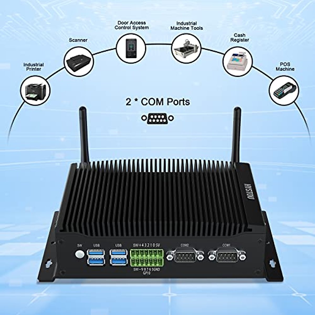 HYSTOU Fanless Mini PC I7 10810U, 16GB Ram DDR4 256 GB SSD 1TB HDD 6 Cores 12 Thread Mini Desktop PC Windows 11 Pro, 4K Triple Display, WIFI5/BT4.2, 14Pin GPIO, Ubuntu Linux Mini PC, Dual Nic PC