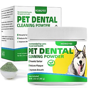 Dog Teeth Cleaning Powder, Pet Dental Care Powder for Dogs & Cats Breath Freshener Powder with Probiotics for Bad Breath, Plaque, Tartar Remover, Dog & Cat Dental Care Supplies - No Brushing Needed