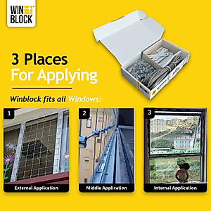 WinBlock Window Guards for Children - Protect Your Little Ones with Adjustable Steel Net PVC Coated Window Safety Screens - Fits Most Windows (6.45 sq. ft) - Childproofing Made Easy