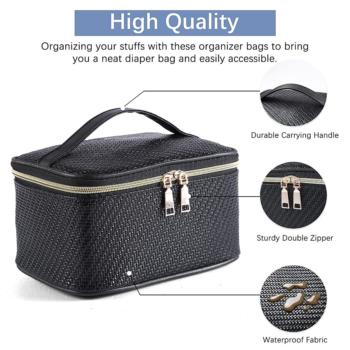 TRENDPLAY Diaper Bag Organizer - Classify Bag for Baby and Mom, Ideal As Travel Weekender Bag, Labor, Cosmetic Bag, Toiletry Bag, Sports Pounch£¬ 3 Pieces Defferent Bags